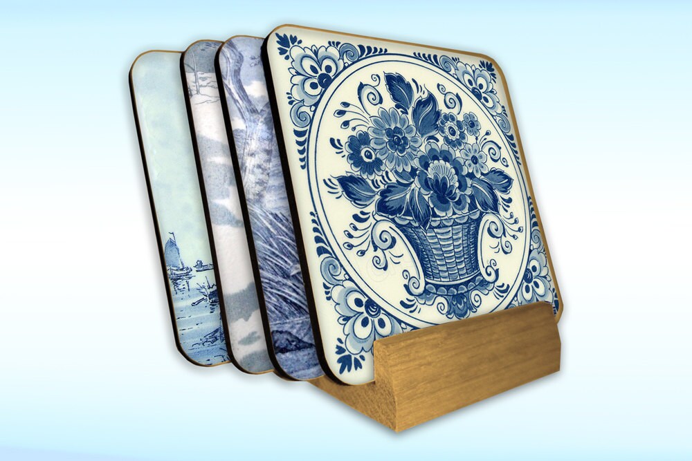 B Dutch Cultural Magnetic Coasters Including Wooden Stand Set, Coaster ...