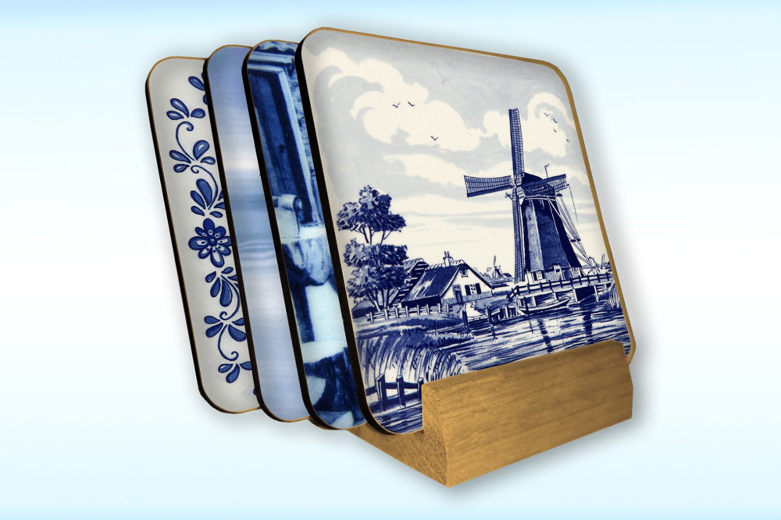 A Dutch Cultural Magnetic Coasters Including Wooden Stand Set, Coaster ...