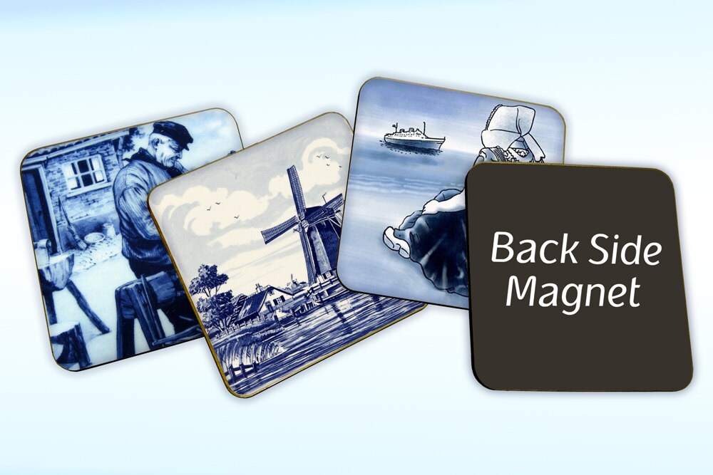 A Dutch Cultural Magnetic Coasters Including Wooden Stand Set, Coaster ...