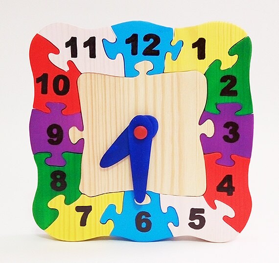 Educational Wooden Clock Puzzle Handmade Puzzle Educational | Etsy