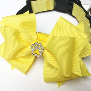 Yellow Bow Collar for Your Small, Medium or Large Dog With Rhinestone ...