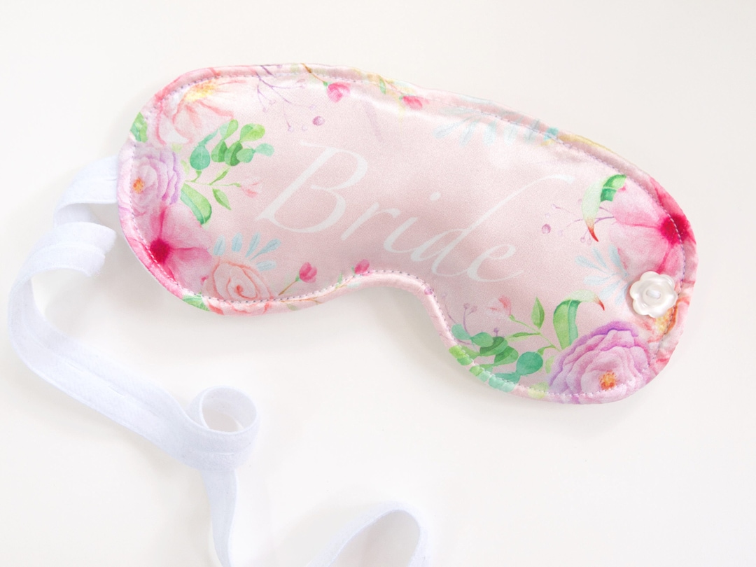 Bride Sleep Mask: Lavender Satin Blindfold With Watercolor Flowers ...