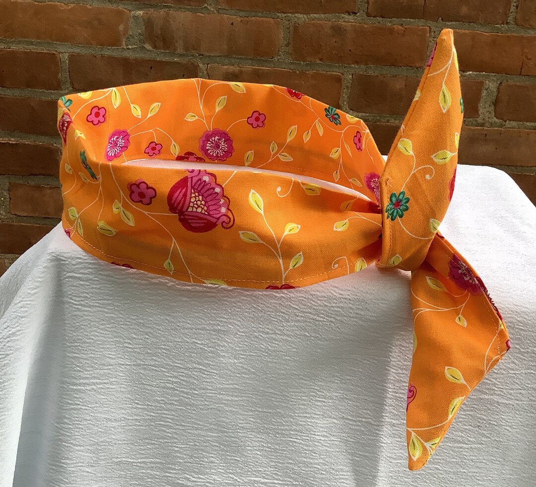 Orange Floral Wire Hair Wrap, Wire Hair Tie, Orange Headband, Wire ...