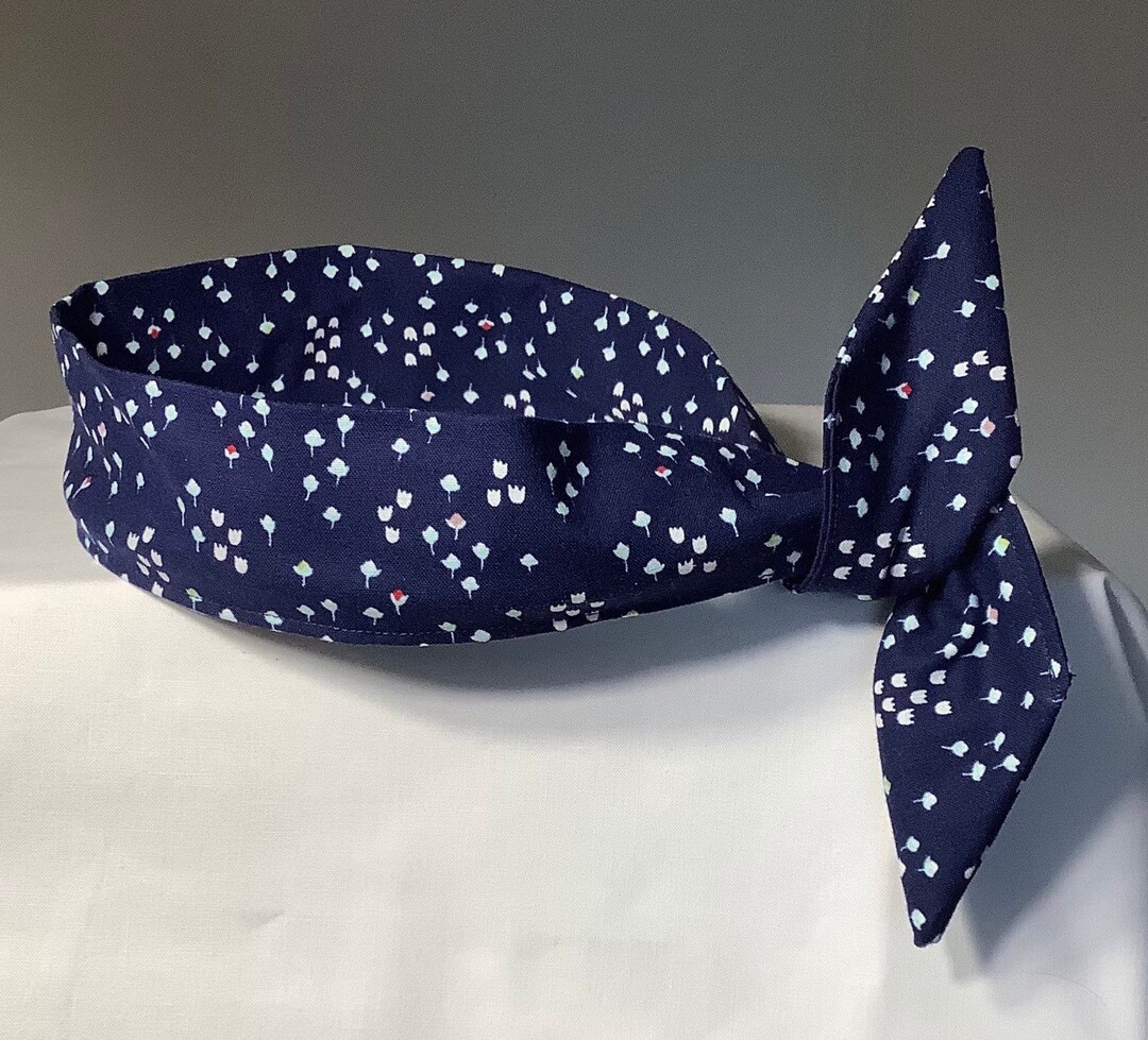 Navy Blue Wire Hair Wrap, Navy Blue Floral Wire Hair Wrap, Wire Hair ...