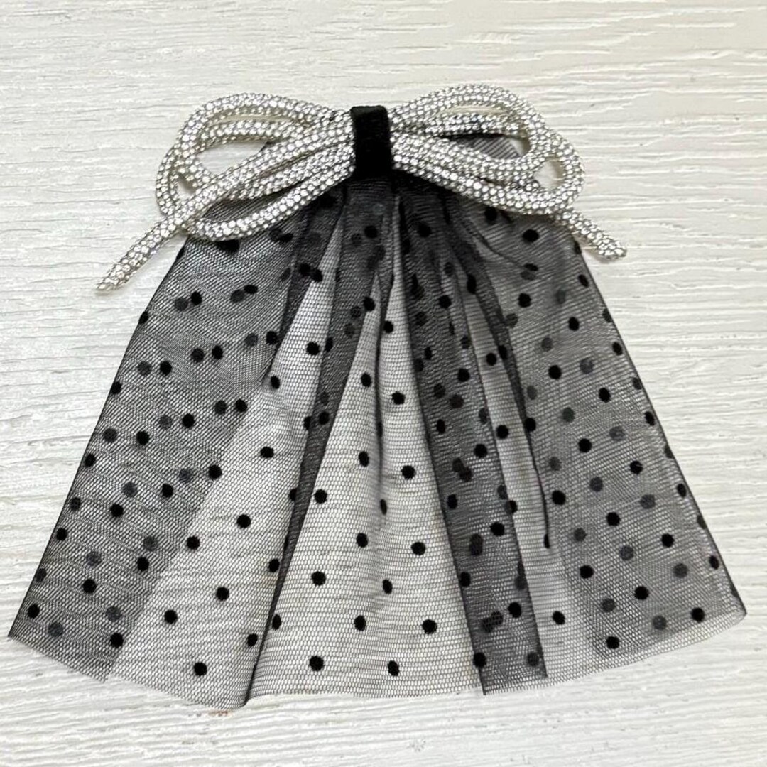 Dotted Mesh Hair Doily With Rhinestone Double Bow - Etsy