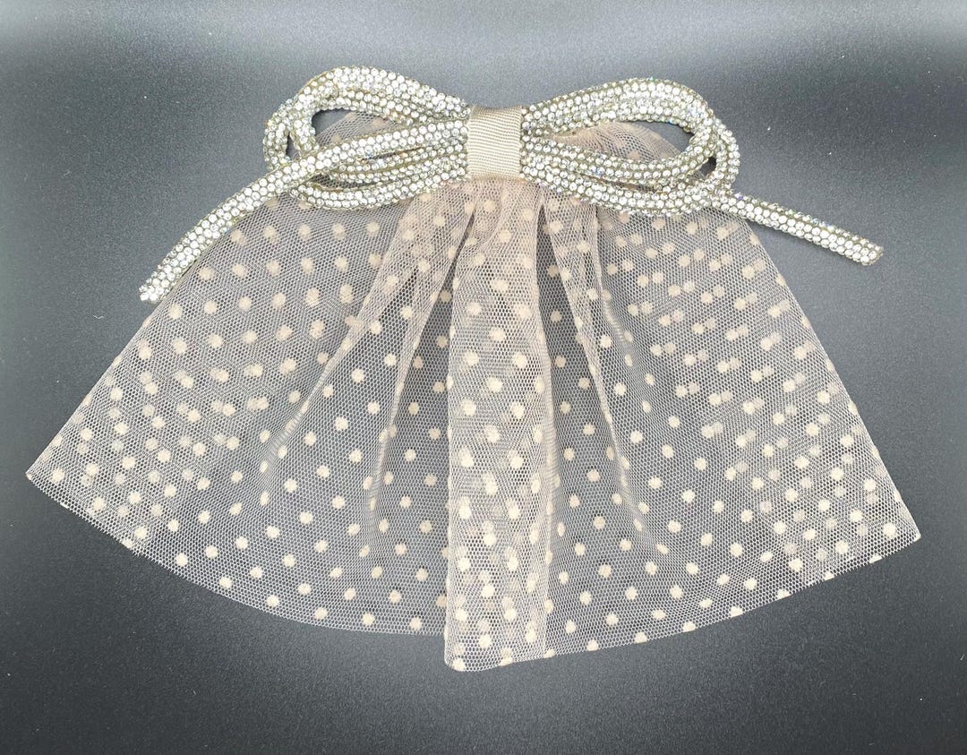 Dotted Mesh Hair Doily With Rhinestone Double Bow B - Etsy