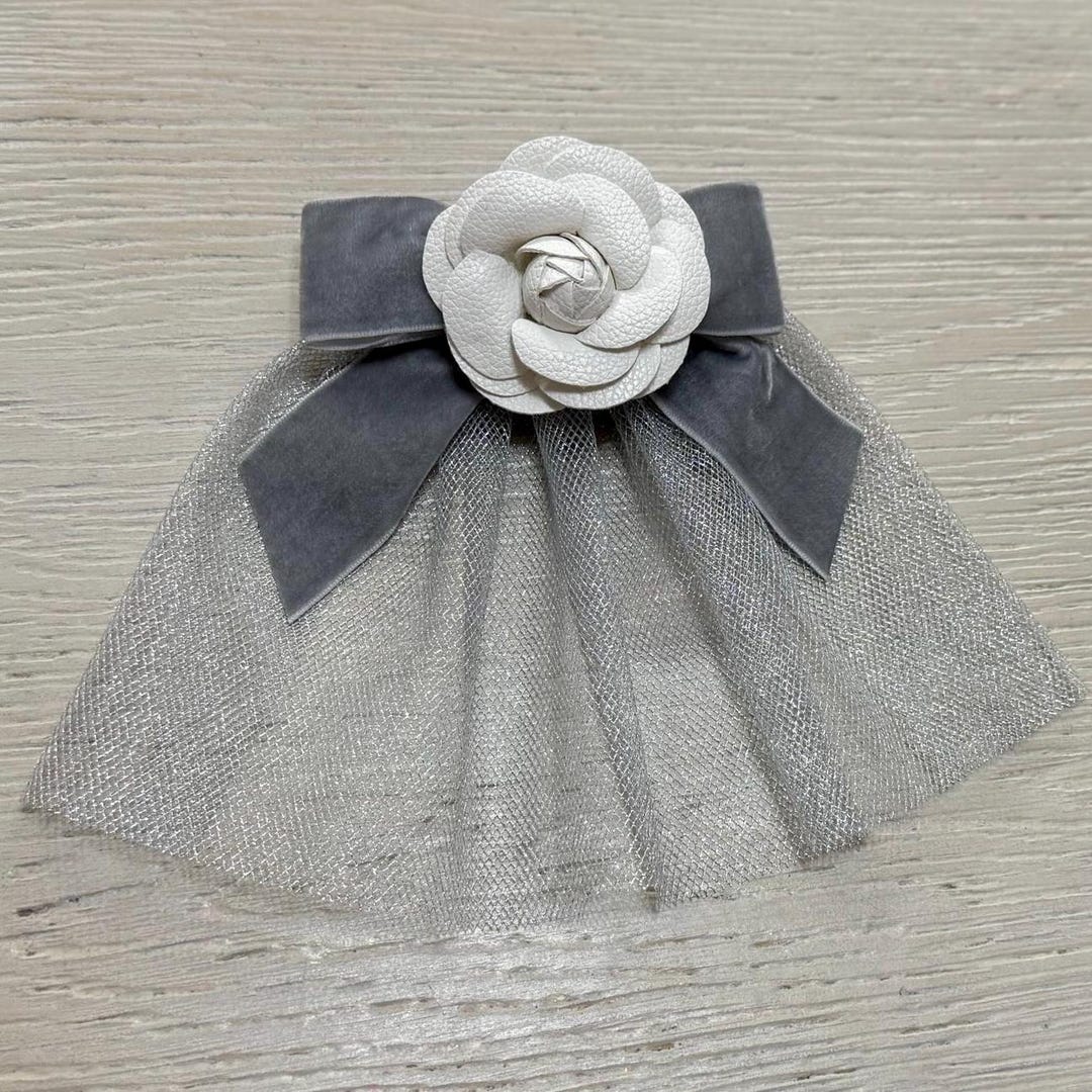Metallic Mesh Hair Doily With Velvet Bow and Camelia - Etsy