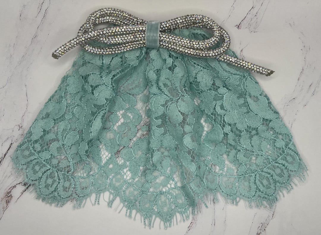 Tiffany Blue Lace Hair Doily With Rhinestone Double Bow - Etsy