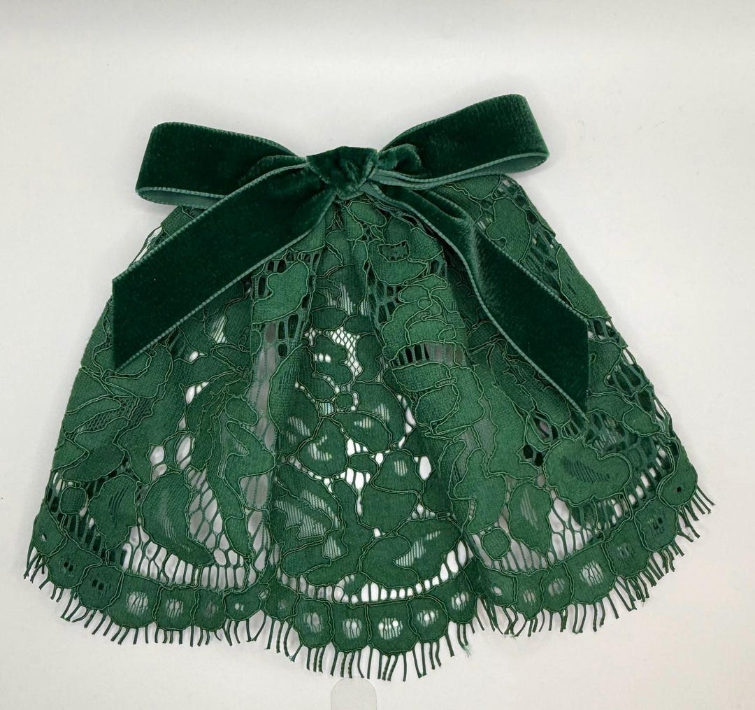 Green Lace Hair Doily With Velvet Bow - Etsy