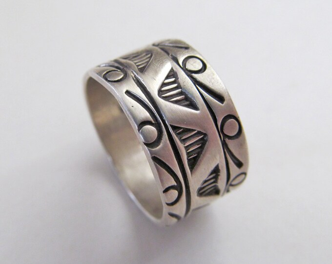 Sterling Silver Ring, Native American Ring, Hand Stamped Ring, American ...