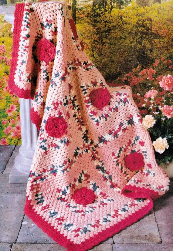 Vintage APPALACHIAN Roses Afghan Rug Throw Blanket Cover - Etsy