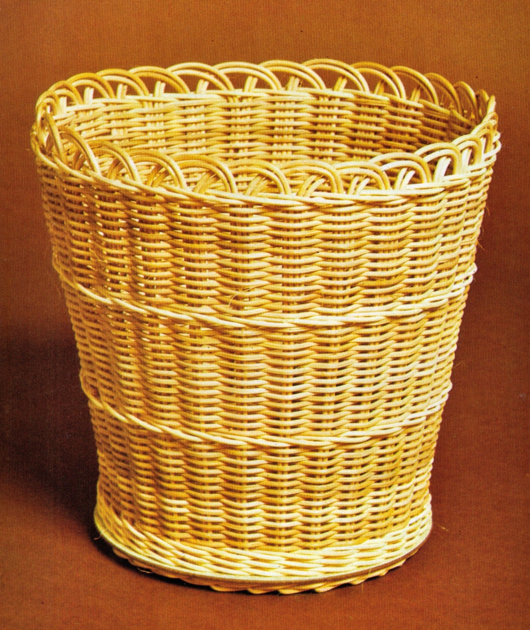 Vintage 1970's Round CANE Waste Rubbish Basket Retro Trendy Lifestyle ...
