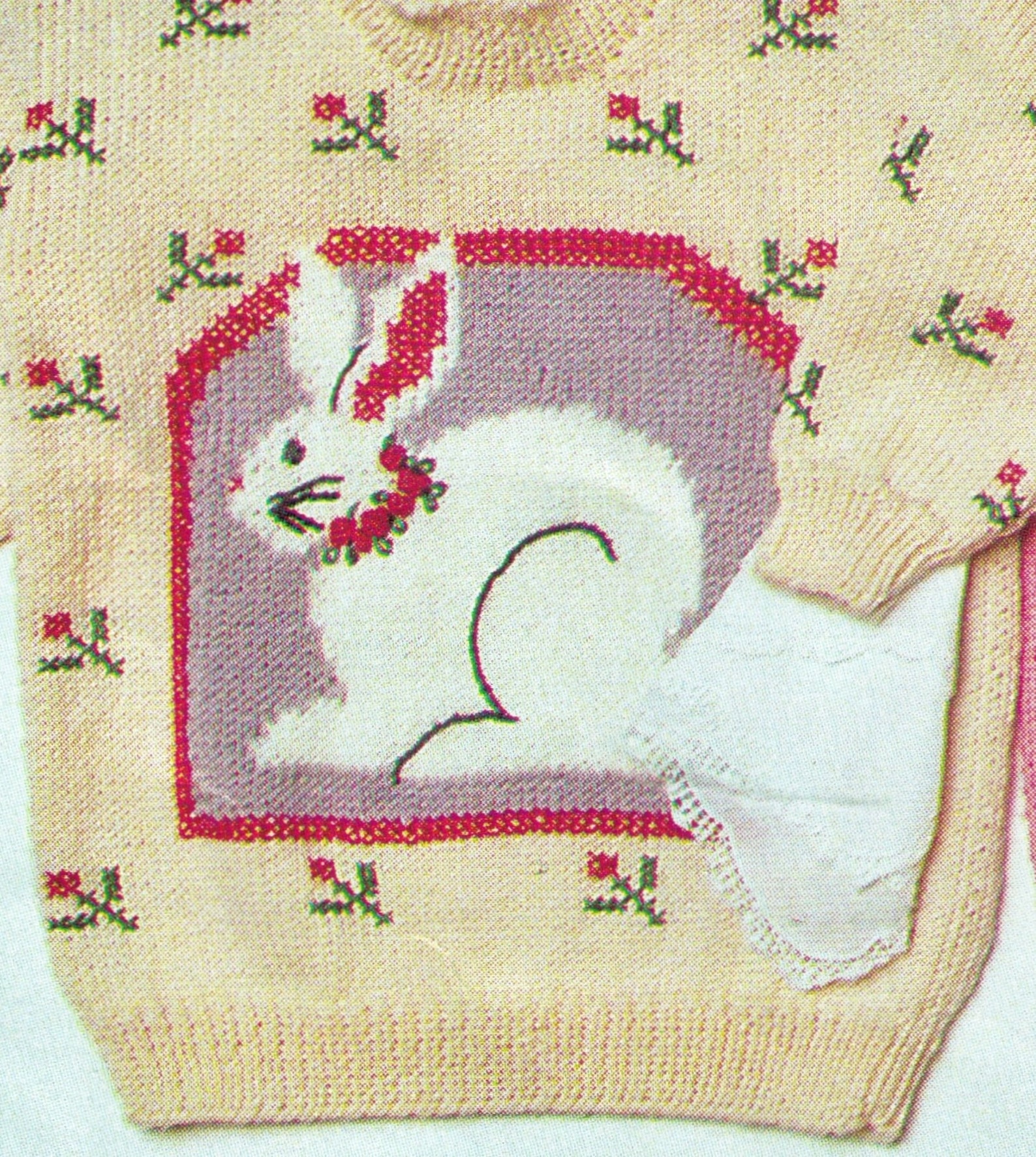 EASTER or SPRING Rabbit and Flowers Winter Jumper for Children Girls ...