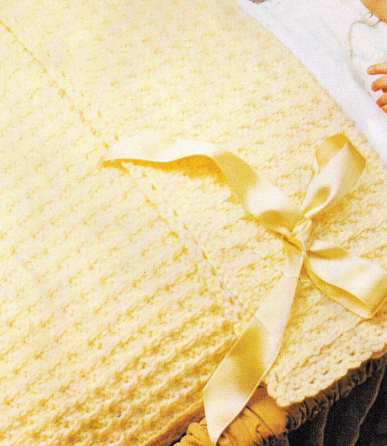 Vintage Babies WAFFLE STITCH Cot Pram BLANKET Rug Baby Shower Gift ...