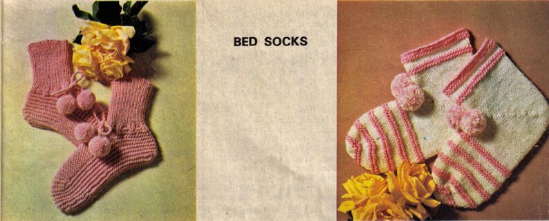 Vintage BED SOCKS 3 Styles Included Women's Winter 1970's Retro- Great ...