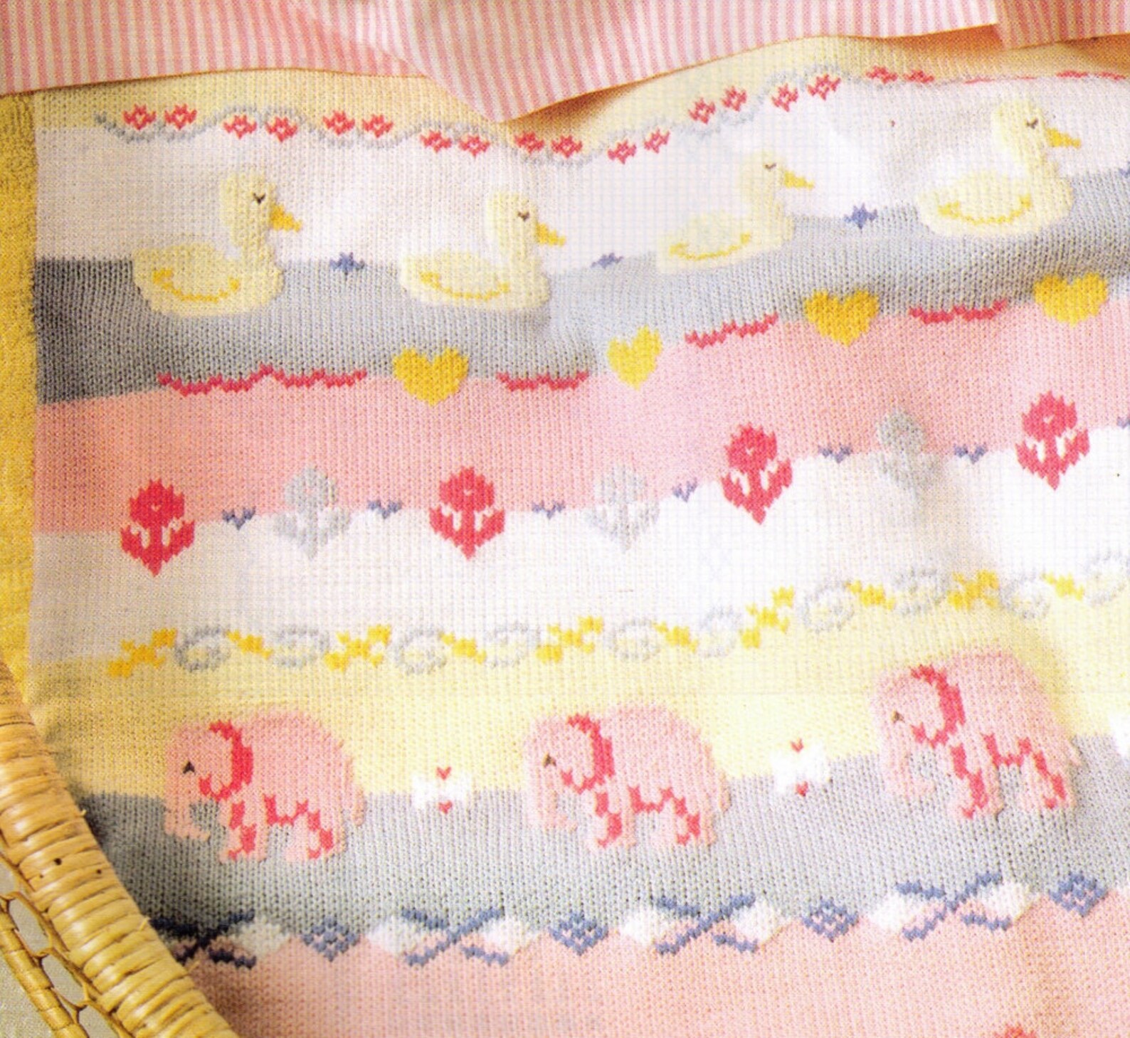 Unisex Pastel Duck Love Stripes Cute Baby Cot Blanket Pram Rug ...