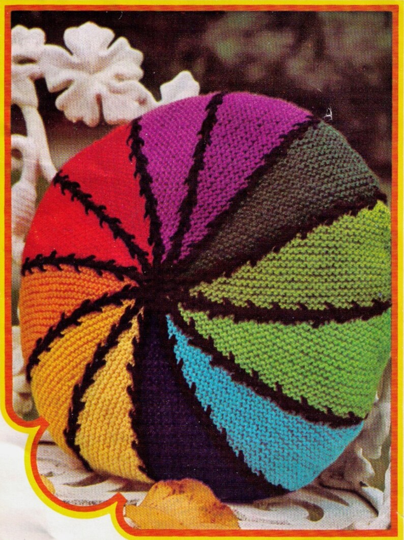 Vintage 1960s Rainbow STRIPED Circle Cushion Retro Style for Your Home ...