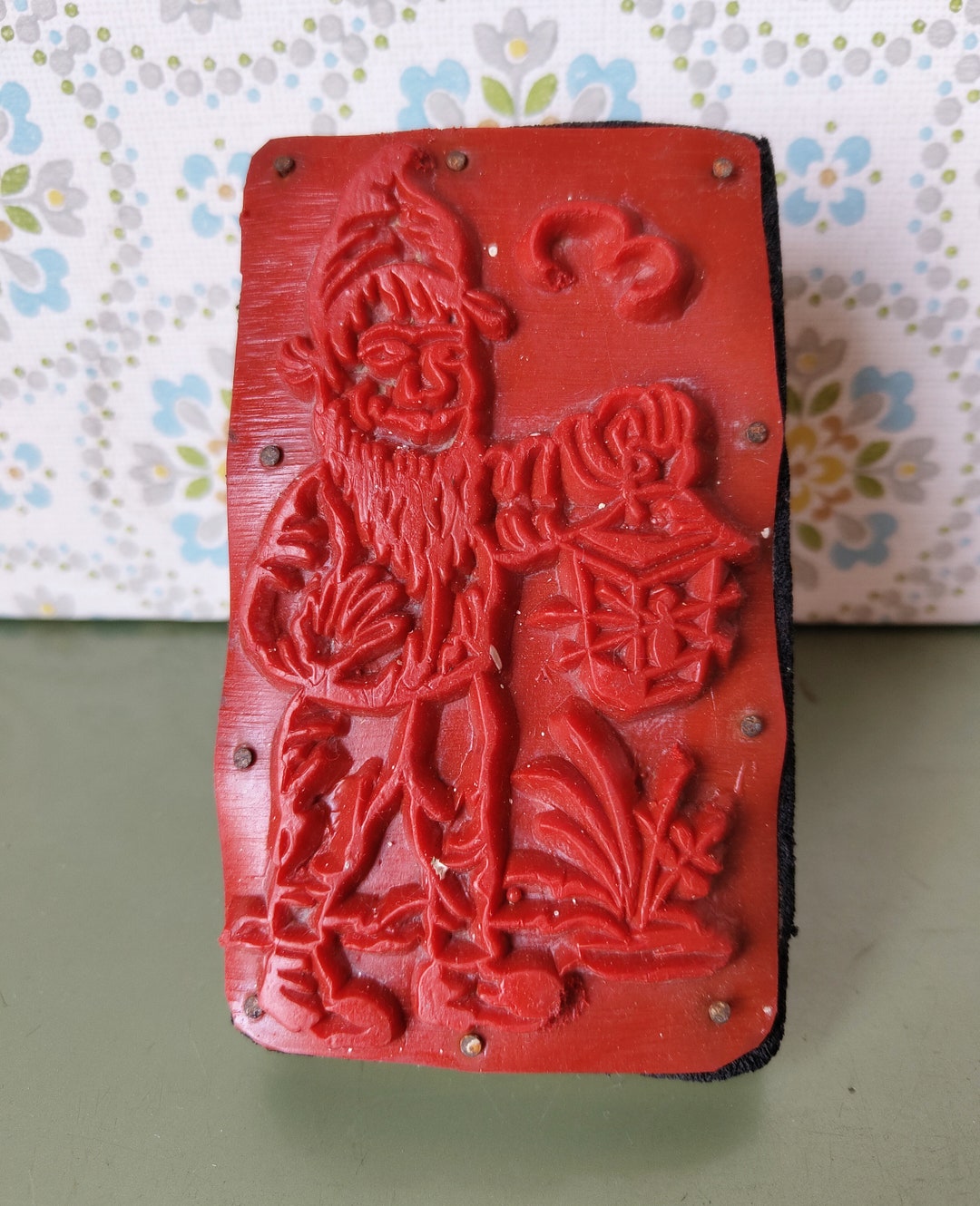Large Hand Stamp Dwarf With Lantern Unused VINTAGE - Etsy