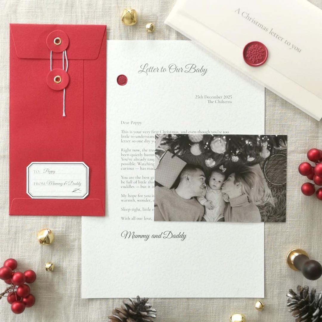 First Christmas Letter to Our Baby | Personalised Keepsake Gift | Wax ...