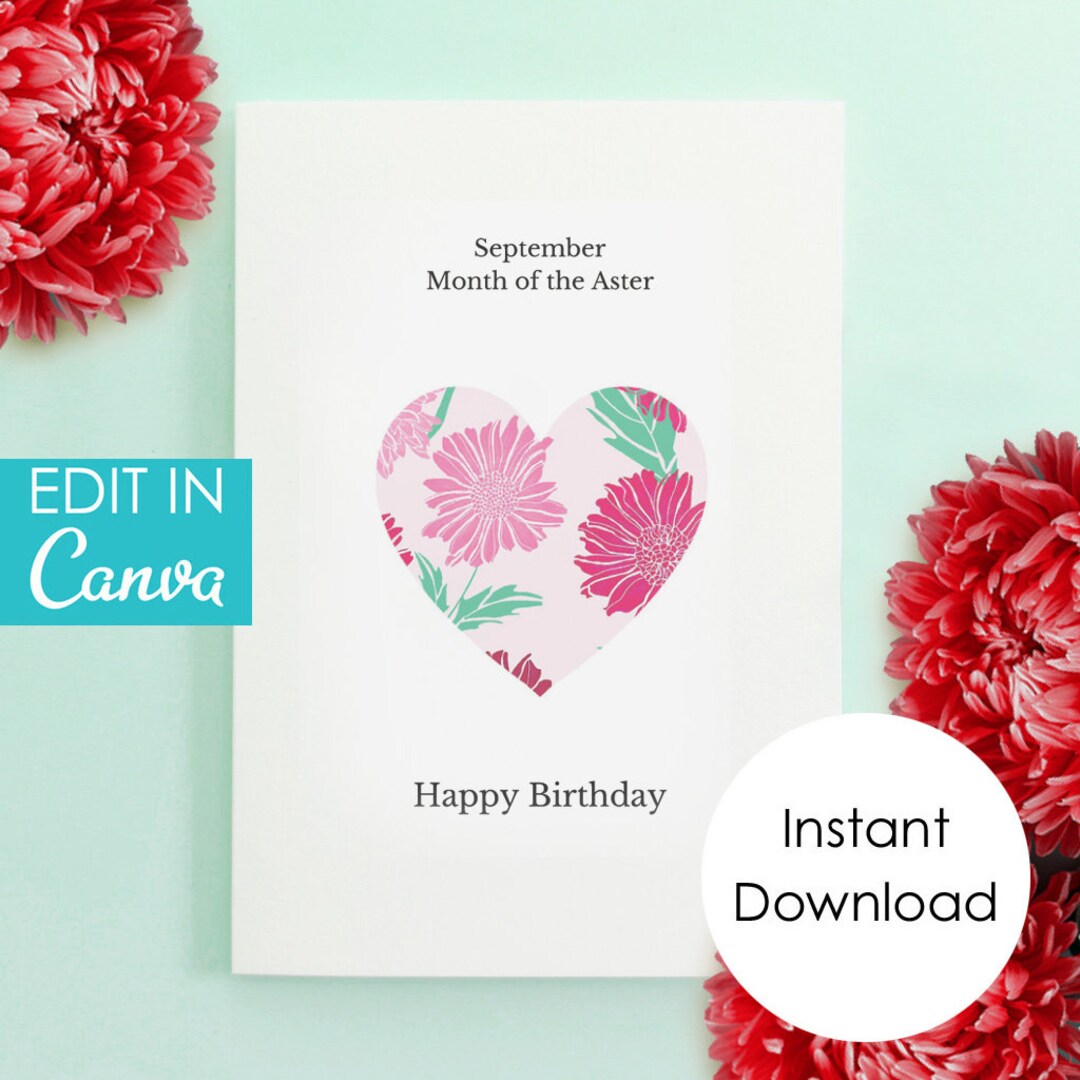 Instant Download Birth Month Flower Card Printable September Birth ...