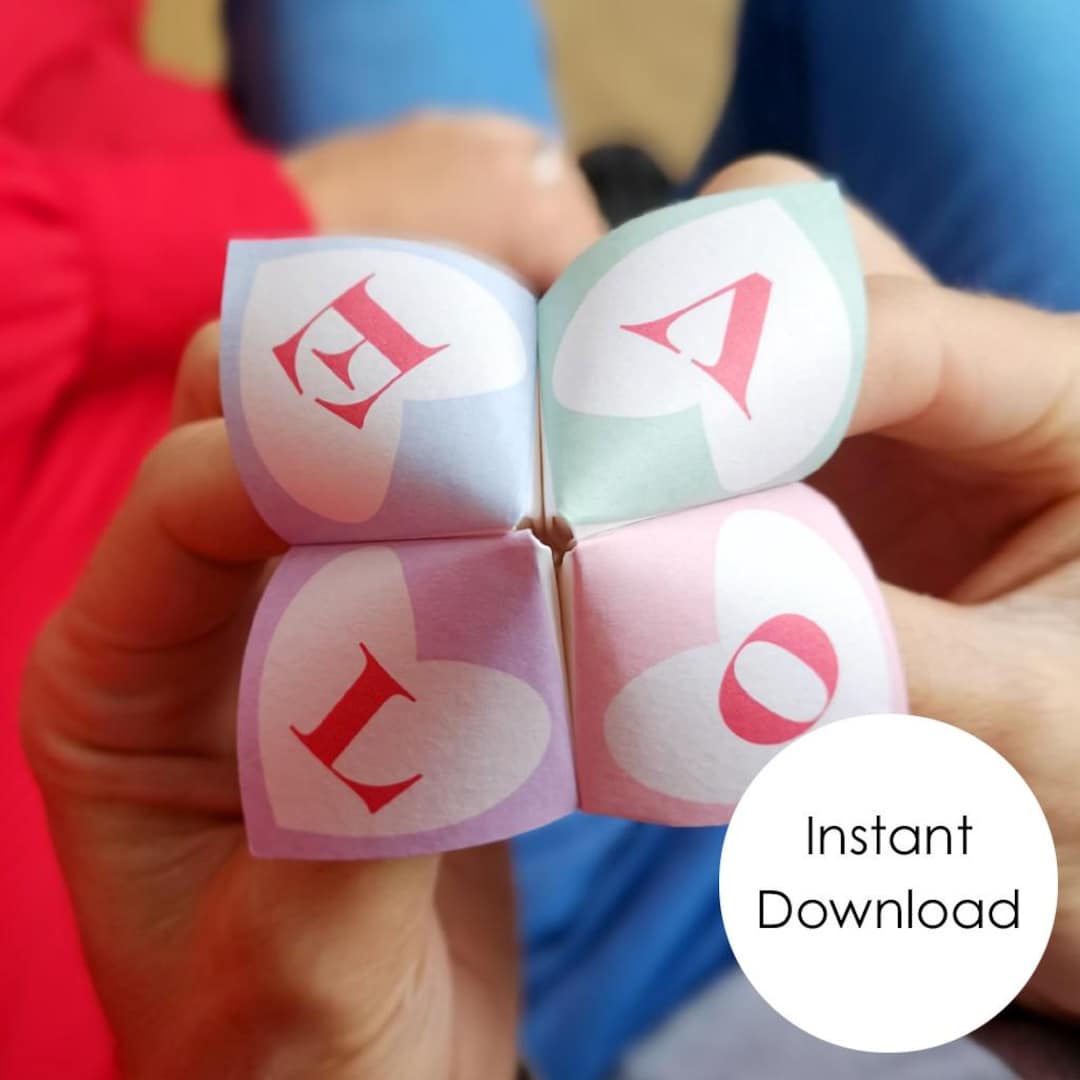 Printable Valentine Fortune Teller | Valentine's Day Cootie Catcher ...