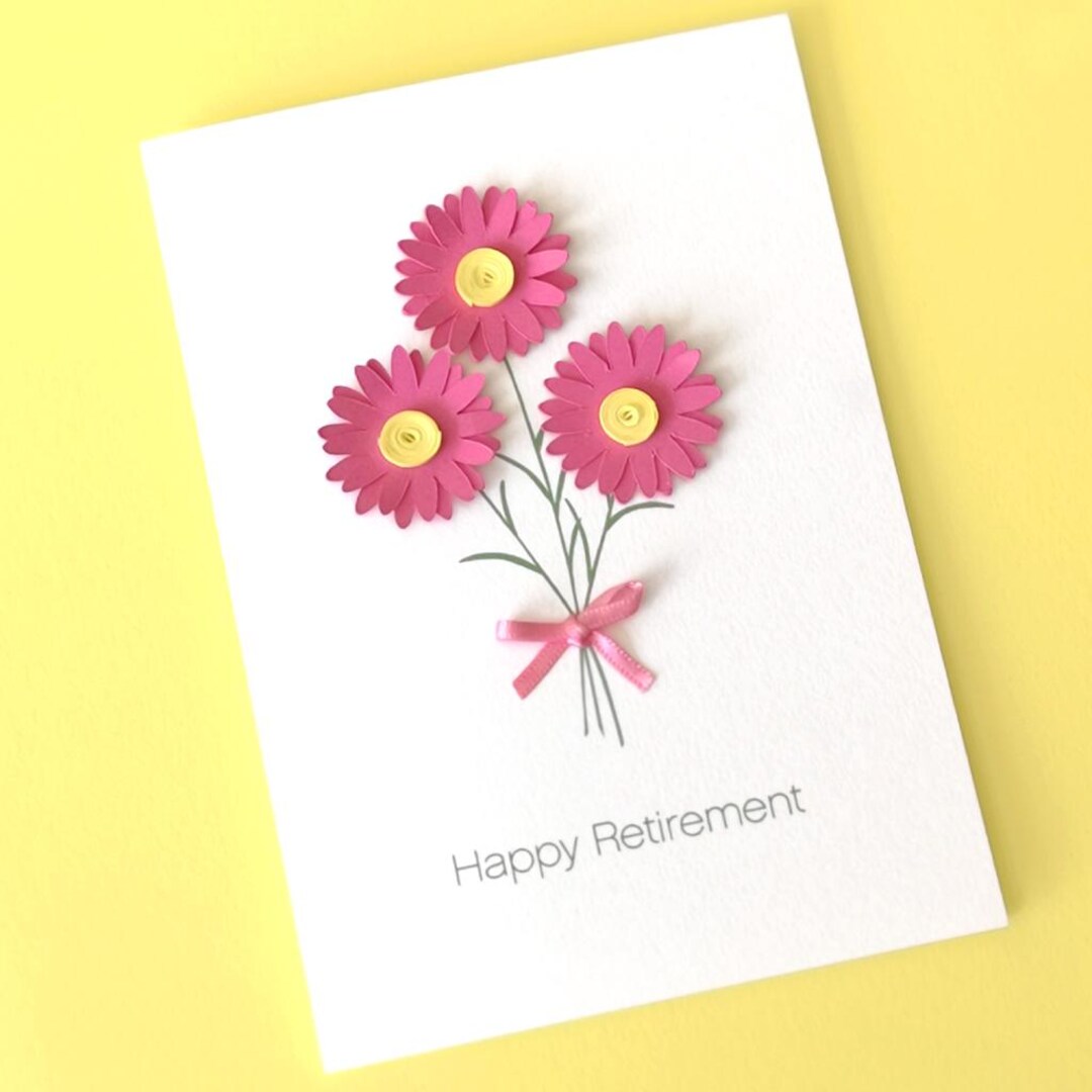 3D Retirement Card – Handmade Quilled Daisies – Paper Flower Posy – for ...