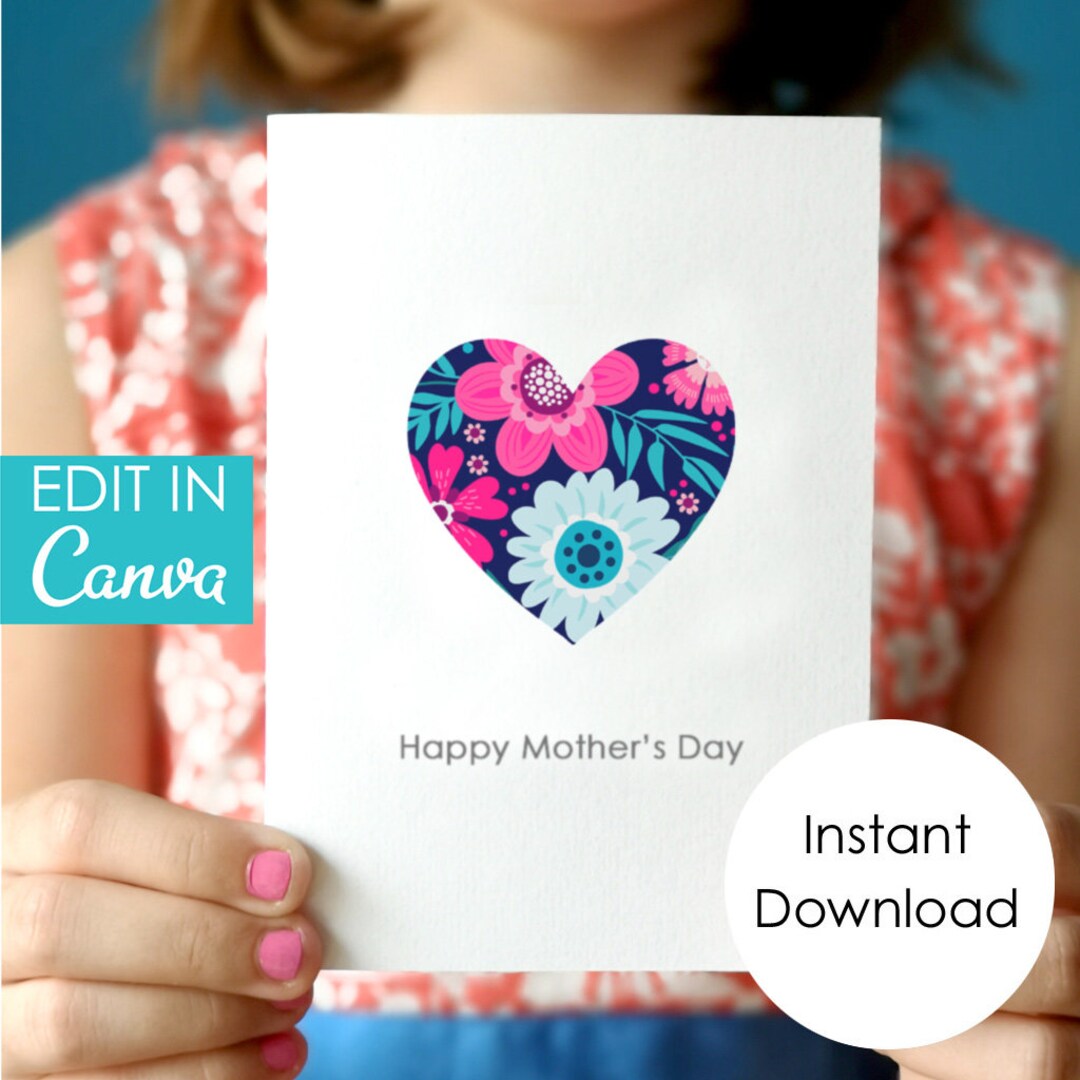 Instant Download Mothers Day Card Florals Printable Mothers Day Card ...