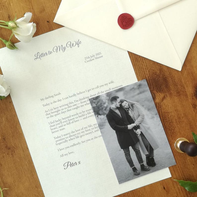 A Letter to My Wife on Our Wedding Day Personalised Wedding Gift for ...