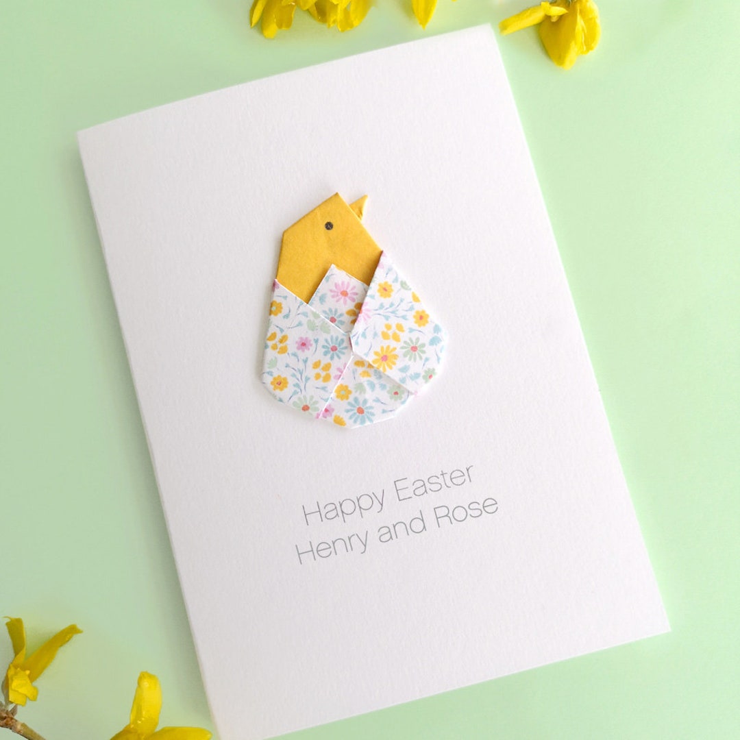 Happy Easter Origami Chick Card Farming Easter Card for Farmers Origami ...