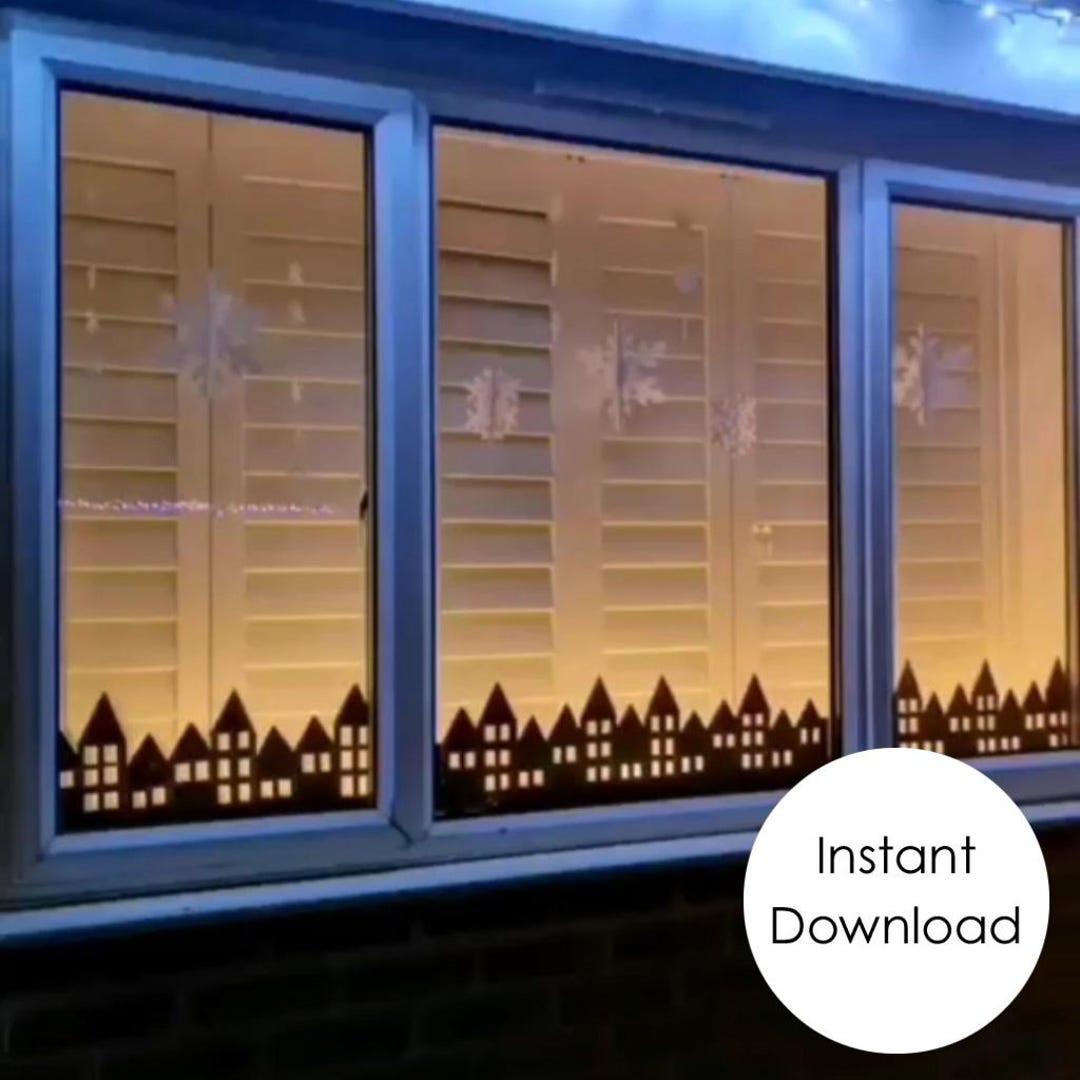 Chalk Pen Christmas Village Template | DIY Christmas Window | Christmas ...