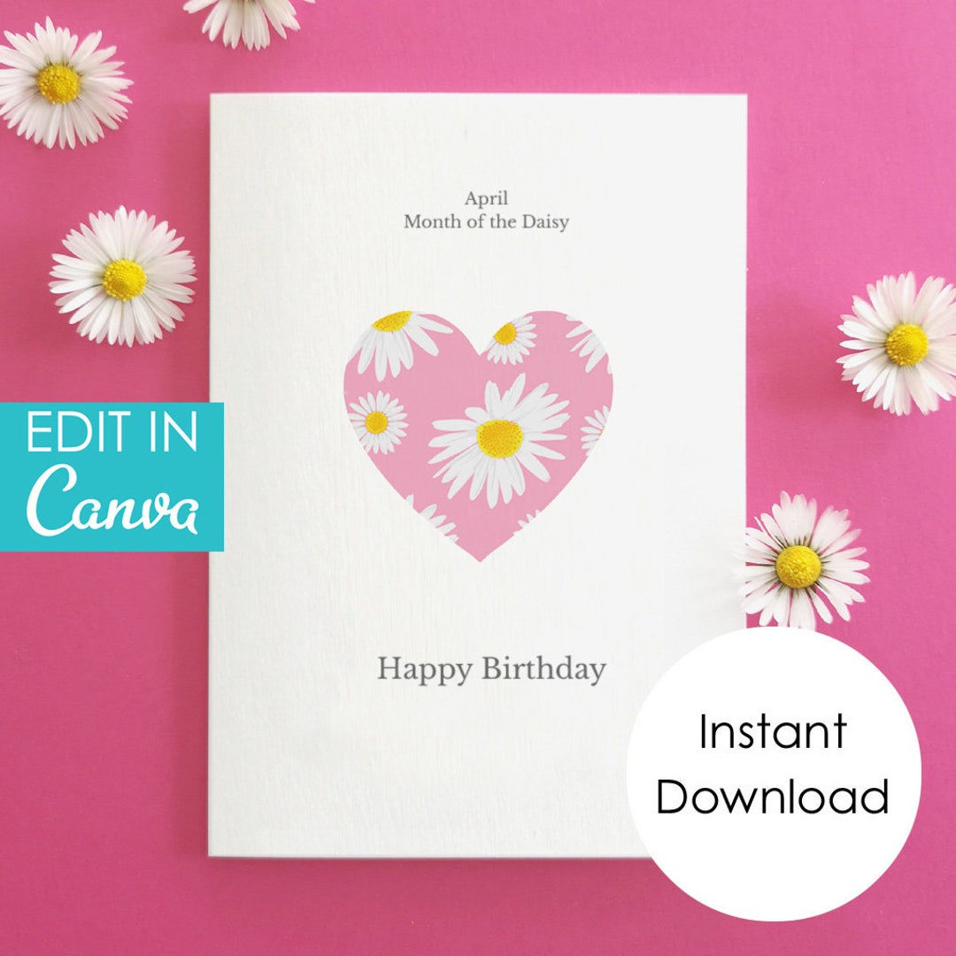 Instant Download Birth Month Flower Card Printable April Birth Month ...