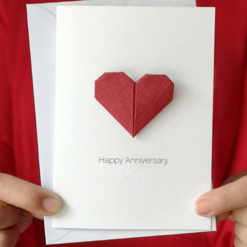 Personalised Anniversary Origami Heart Card - Etsy