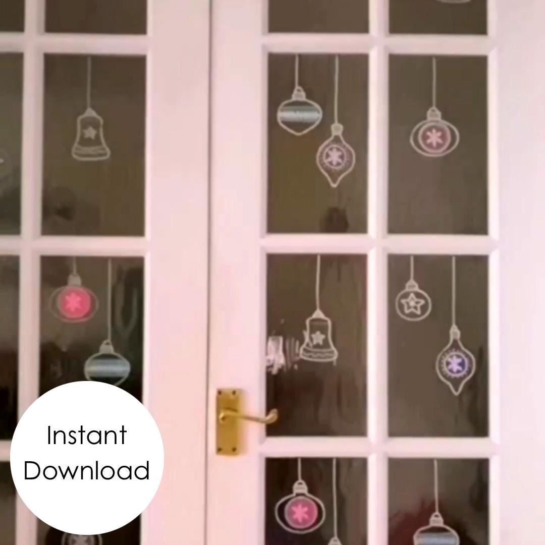 Chalk Pen Christmas Template | DIY Christmas Window Art | Hanging ...