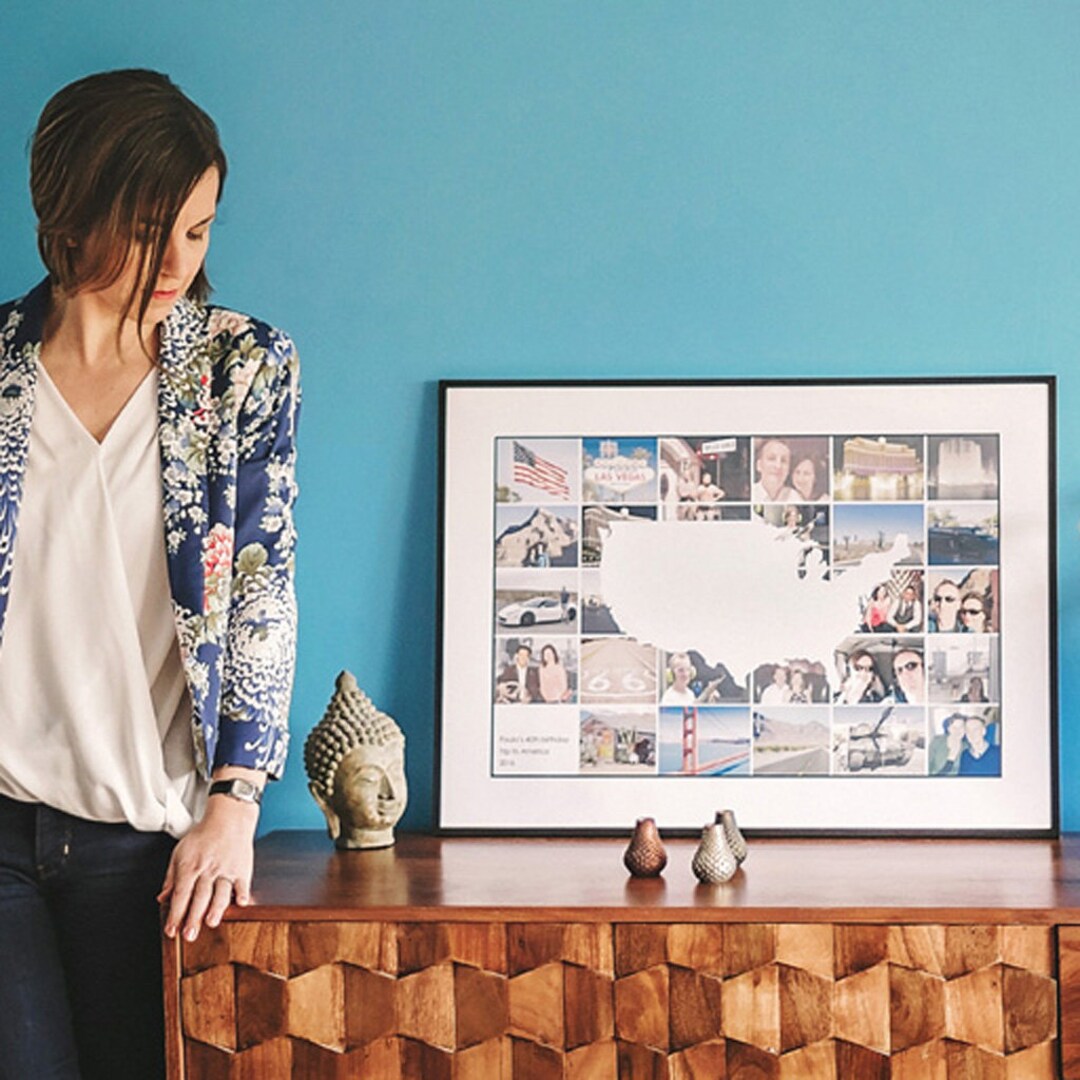 Personalised Travel Destination Photo Collage Map - Etsy