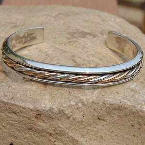 Leonard James Vintage Navajo Sterling Cuff Bracelet With Silver and 12K ...