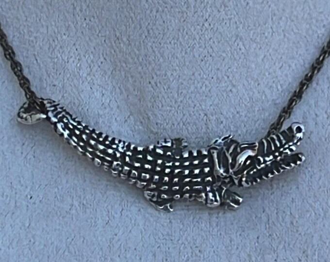 Vintage Sterling Alligator Slide on 21 Inch Sterling Silver Chain - Etsy