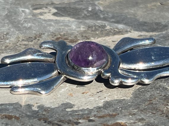 Beto ~ Vintage Taxco Sterling Silver Brooch / Pin wit… - Gem