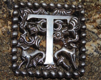 Initial T Brooch - Etsy