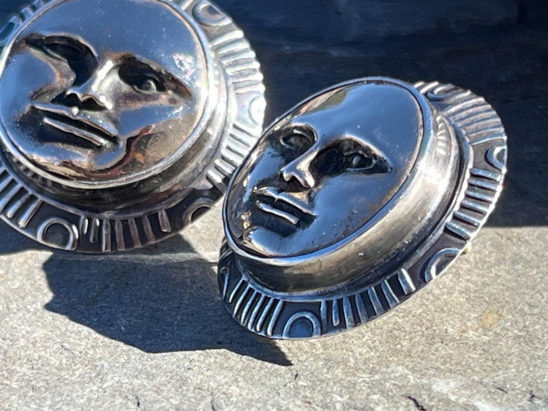 Tabra ~ Vintage Sterling Silver and Brass Tribal Inca Sun God Face ...