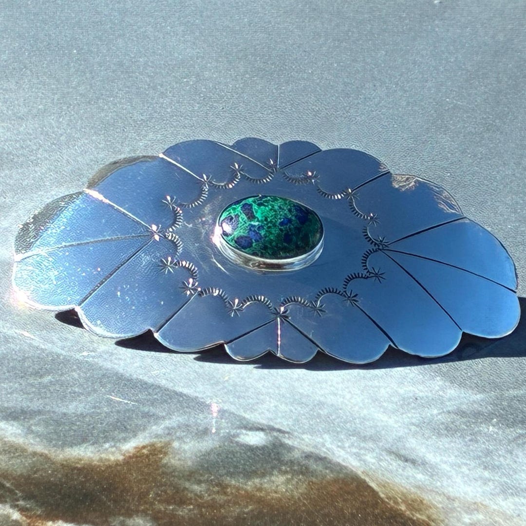 Ben J Chavez Vintage Navajo Large Sterling and Azurite Barrette - Etsy