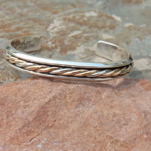 Leonard James Vintage Navajo Sterling Cuff Bracelet With Silver and 12K ...