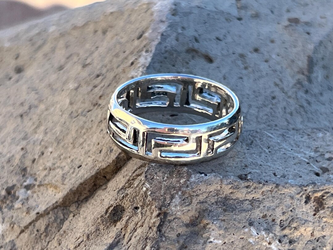 Vintage Sterling Silver Open Greek Key Design Ring - Size 8 - Etsy