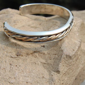 Leonard James Vintage Navajo Sterling Cuff Bracelet With Silver and 12K ...