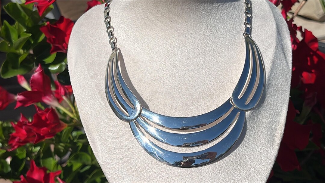 James Bahe Vintage Navajo Wide Sterling Silver 16 Inch Bib Choker ...