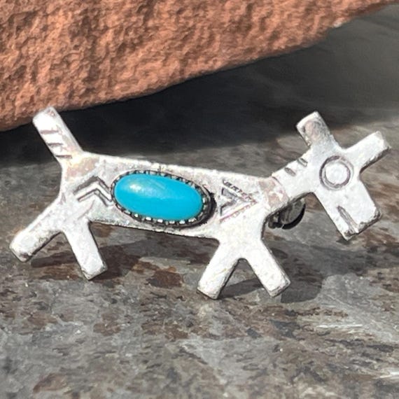 Vintage Bell Trading Post Sterling Silver Dog Pin wit… - Gem