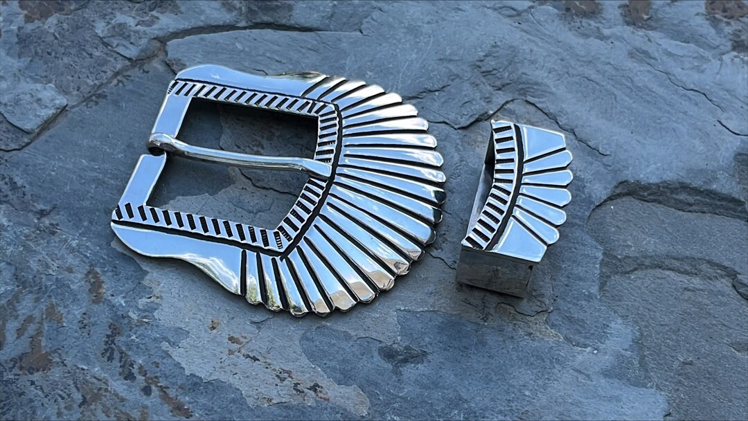 T Manuelito ~ Navajo Vintage Sterling Silver Ranger Belt Buckle With ...