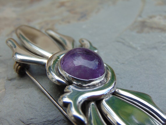 Beto ~ Vintage Taxco Sterling Silver Brooch / Pin wit… - Gem