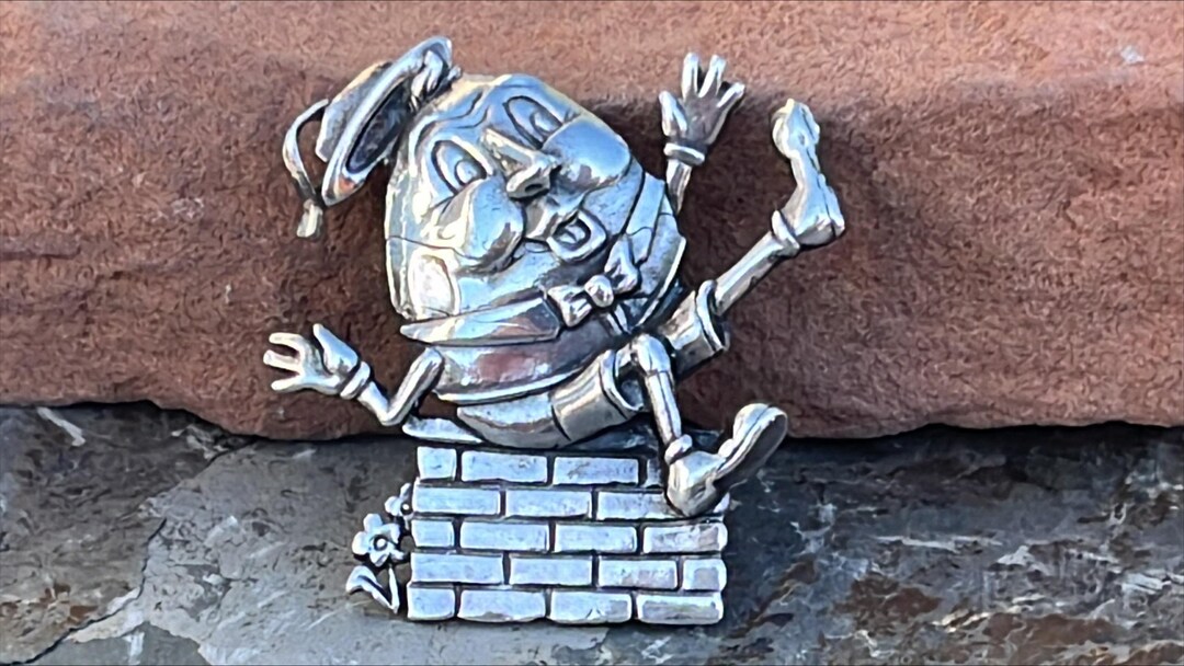 Vintage Sterling Silver Humpty Dumpty Brooch / Pin Moments Before the Tragic Wall Accident - Etsy