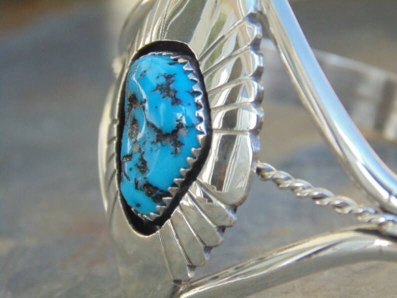 Sarah Dickens Navajo Sterling Silver and Turquoise Split | Etsy