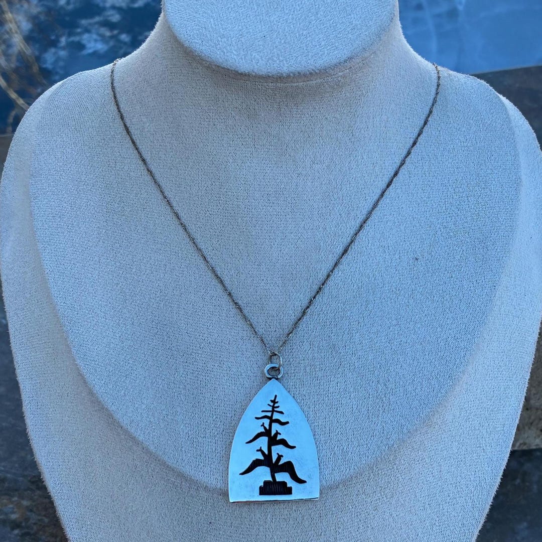 Bennard & Frances Dallasvuyaoma Vintage Hopi Sterling Corn Overlay ...